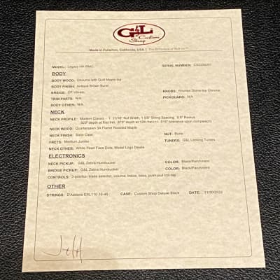 G&L USA Custom Shop Legacy HH RMC Akoume w/ Maple Top | Reverb