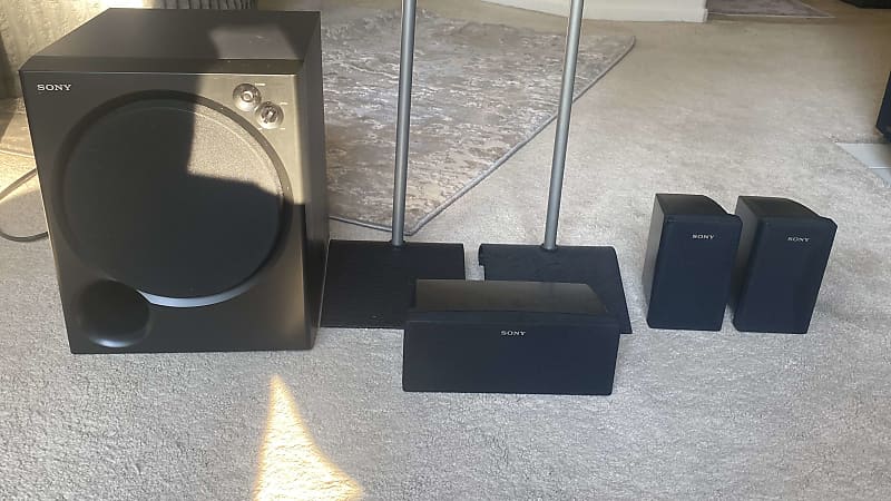 100 Watts, 5.1 Sony surround speakers + 2 stands | Reverb