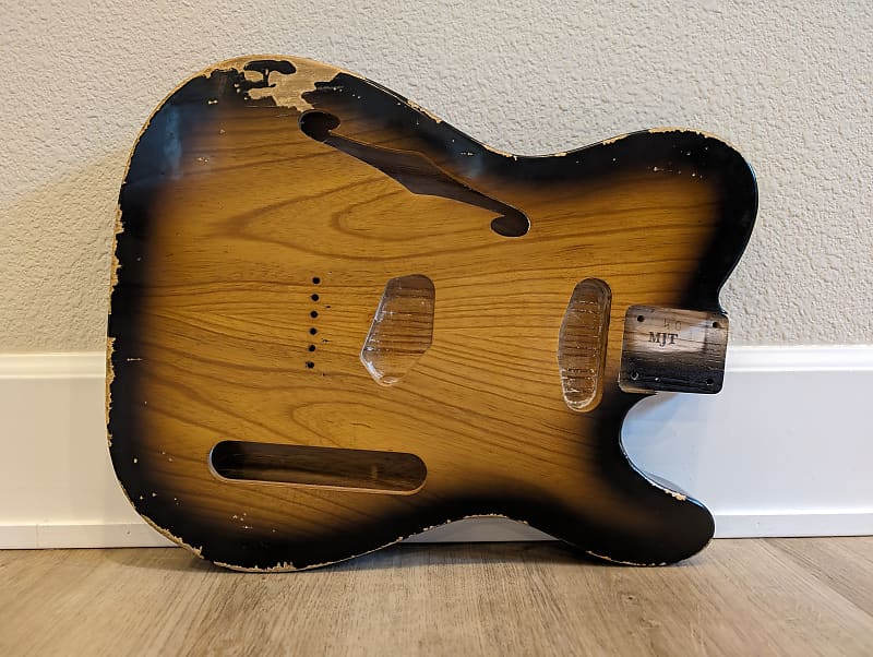 MJT VTL Hybrid Tele Thinline Body Tobacco Burst Telecaster | Reverb