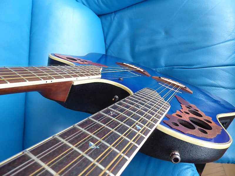 Ovation Double neck 6 & 12 string blue | Reverb