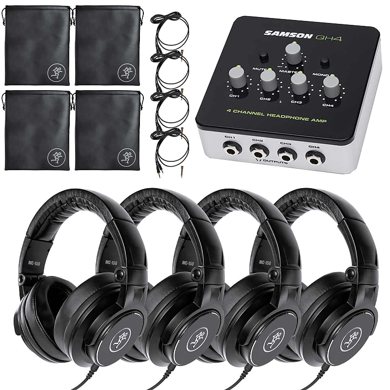Mackie MC-150 Headphones 4-Pack with 4-Channel Amplifier | Reverb