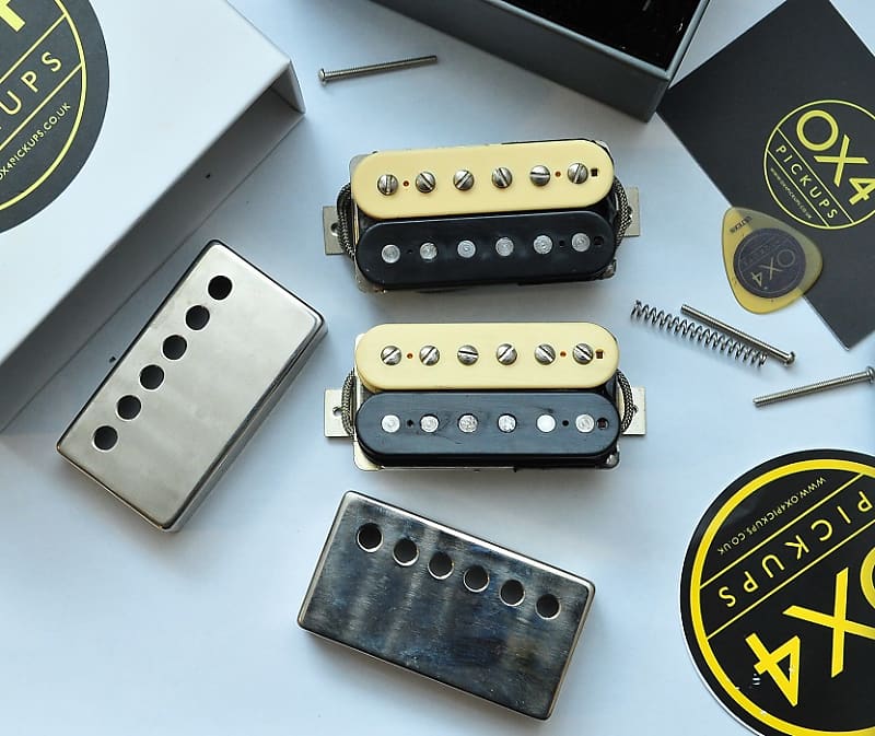 OX4 low wind humbucker pickup set PAF style A4 Zebra | Reverb