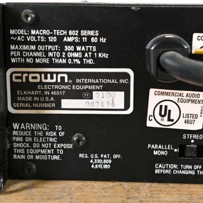 Crown Macro-Tech 602 2-Channel Power Amplifier CG006PW | Reverb UK