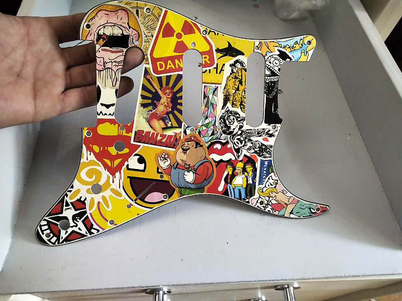 Strat Sticker Bomb Pickgaurd | Reverb