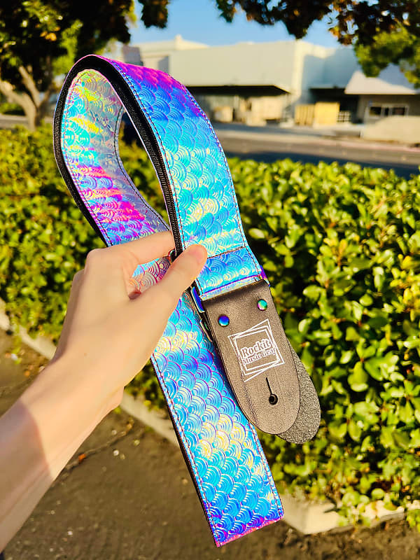 Iridescent Mermaid Print W/Rainbow Hardware Handmade Guitar | Reverb