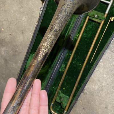 C.G. Conn Trombone 1920s - Silver fancy engraving | Reverb