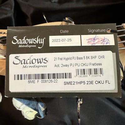 Sadowsky Metro Express Fretless Hybrid P/J 5 String Black | Reverb