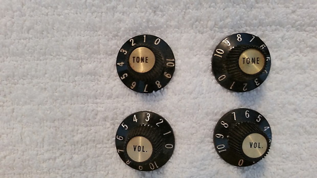 Gibson Witch hat Knobs circa 1960,s -70,s black / with gold | Reverb