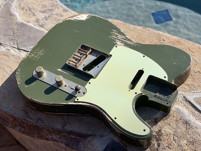 Real Life Relics Tele Telecaster Body Aged Olive Drab Nitro | Reverb