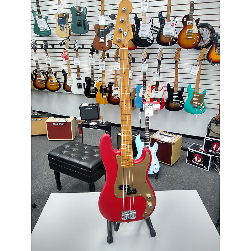 Squier 40th Anniversary P Bass - Red Satin /Gold | Reverb Canada