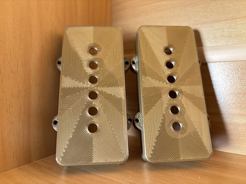 Custom pickup covers for Fender Jazzmaster “Gold iridium” art | Reverb