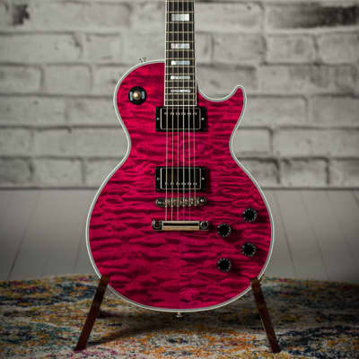 Gibson Les Paul Custom - 5A Quilt Top Trans Pink | Reverb