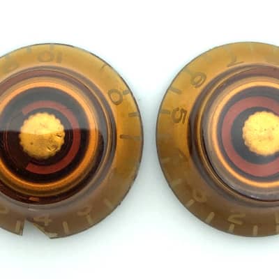 2 Les Paul Style Bell Bonnet Knobs Amber | Reverb