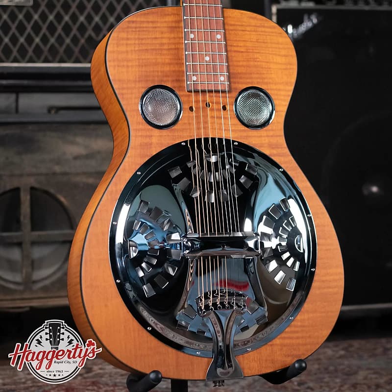 Dobro Hound Dog Deluxe Round Neck Resonator - Vintage Brown | Reverb