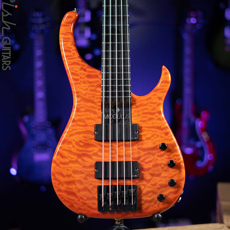 1998 Modulus Q5 Quantum 5-String Bass Orange Quilt | Reverb