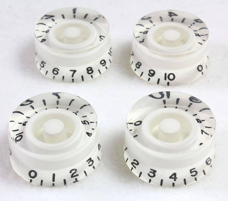 4-Pack White Speed Knobs Vintage Style Embossed Numbers for | Reverb