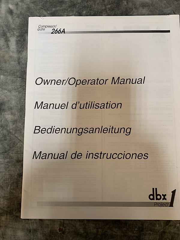 Dbx 266A Gate. Compressor Manual | Reverb