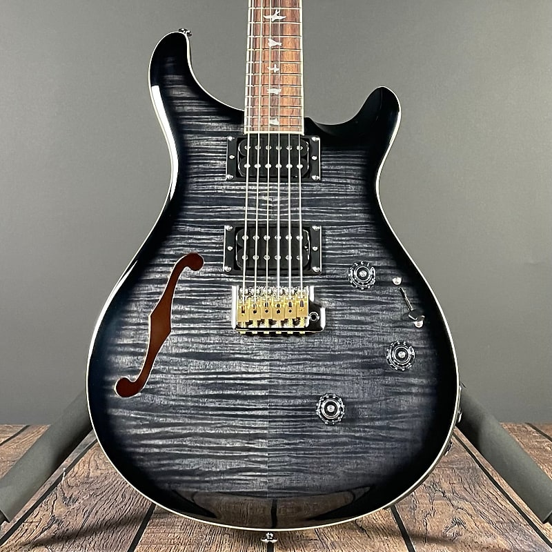 PRS SE Custom 24 Semi-Hollow Piezo w/HSC - Charcoal Burst | Reverb