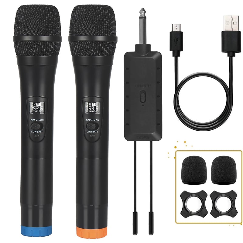 Wireless Microphone, UHF Dual Cordless Dynamic Mic | Reverb