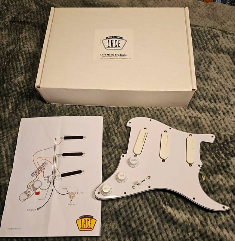 Lace Sensor Hot Gold Pickups pre wired/ loaded Pickguard | Reverb