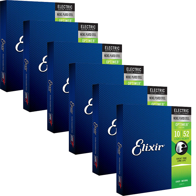 6 Sets of Elixir 19077 Nickel Plated Steel OPTIWEB Electric | Reverb