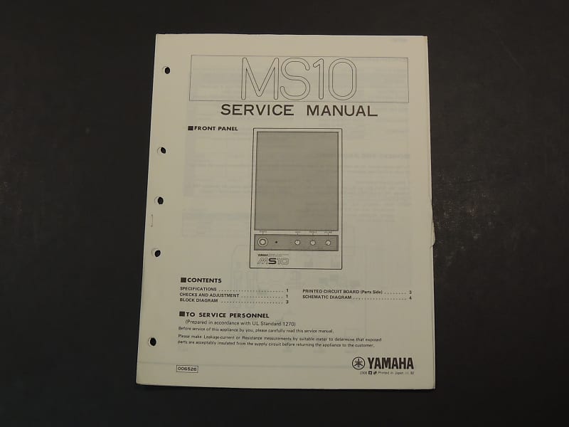 Yamaha MS10 Service Manual [Three Wave Music] | Reverb