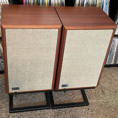 KLH Model 3 Speaker Pair with Stands West African Mahogany | Reverb