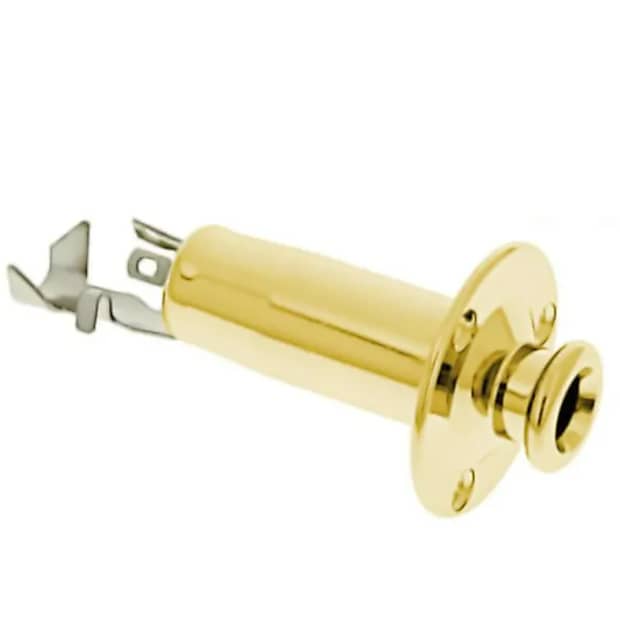 Acoustic End Pin Jack w/ 3 Exterior Screw Holes - Gold | Reverb