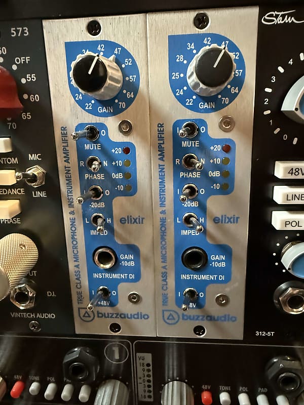 Buzz Audio Elixir 500 Series Mic Preamp (Pair) 2010s - Silver | Reverb