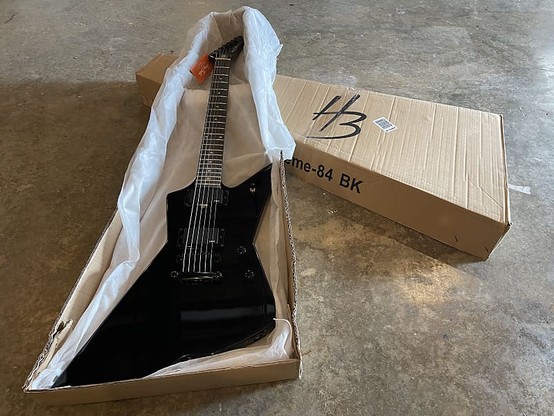 Harley Benton EX-84 Explorer Copy - Black | Reverb