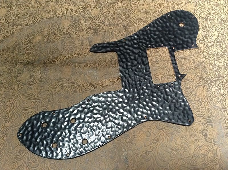 Custom Tooled Leather "Hammered Metal" Pickguard fits Fender | Reverb