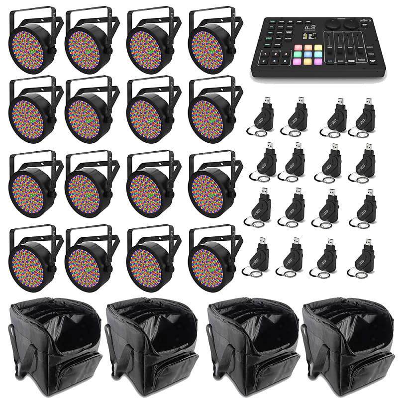 Chauvet DJ 16 Pack EZPAR64 RGBA ILS w/ DFIUSB2's + ILS | Reverb