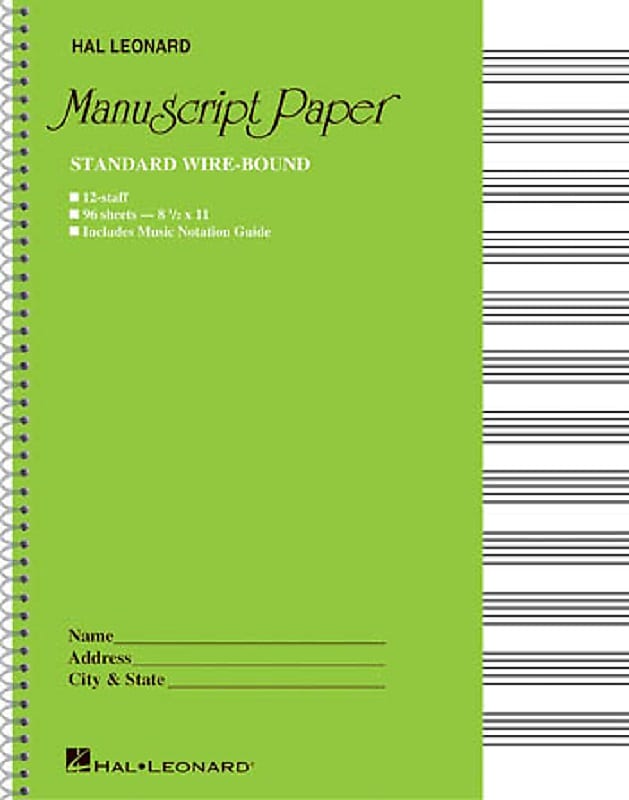 Standard Wirebound Manuscript Paper (Green Cover) Manuscript | Reverb