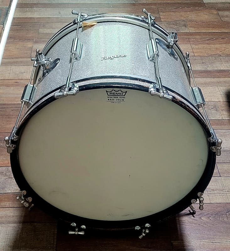 Rogers 20 Tower Bass Drum 1960s Silver Sparkle Glitter Reverb