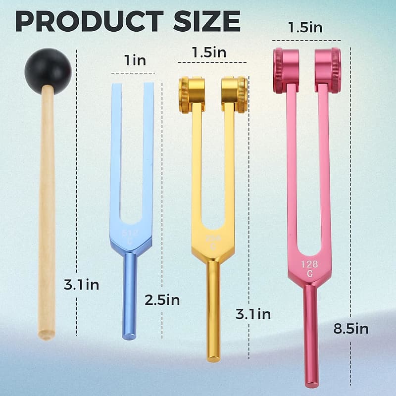 Tuning Fork Set (128Hz, 256Hz, 512Hz) - Body Weighted Tuning | Reverb