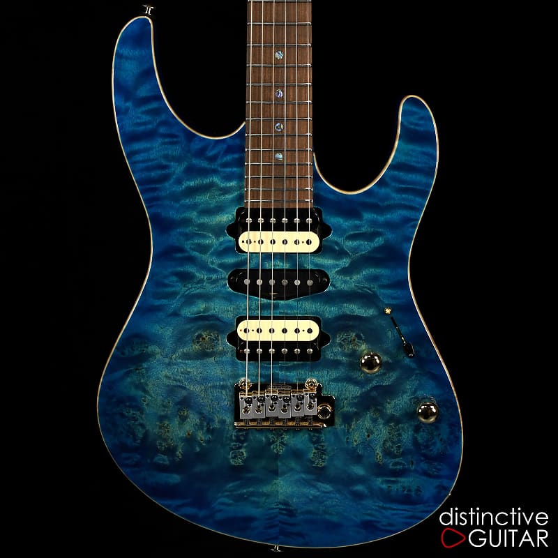 Suhr Modern Custom Aqua Blue Burst - Waterfall Burl Maple Top | Reverb