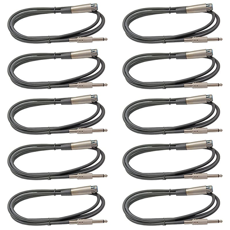 10 Pack Bundle 6 Ft Xlr 3Pin Female To 1/4" Mono Microphone | Reverb
