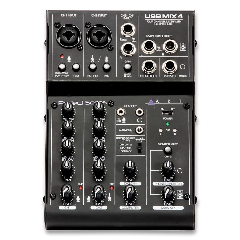 ART USBMix4 Audio Interface & 4-Channel Microphone / Line | Reverb