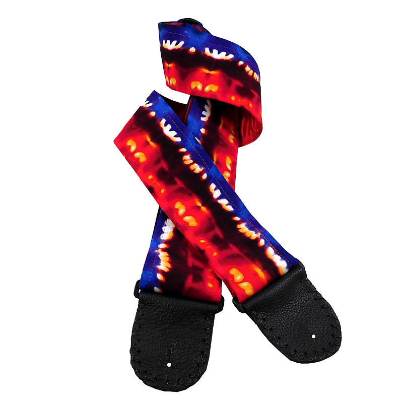 Colorful Retro Tie Dye Handmade Guitar Strap Red Blue Purple | Reverb
