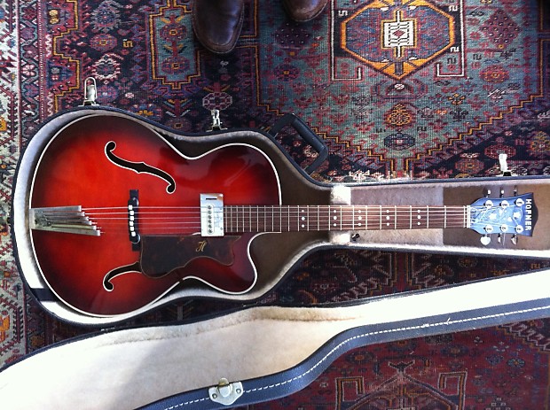 Hofner Model 456/S, all-laminated 16” red archtop guitar | Reverb