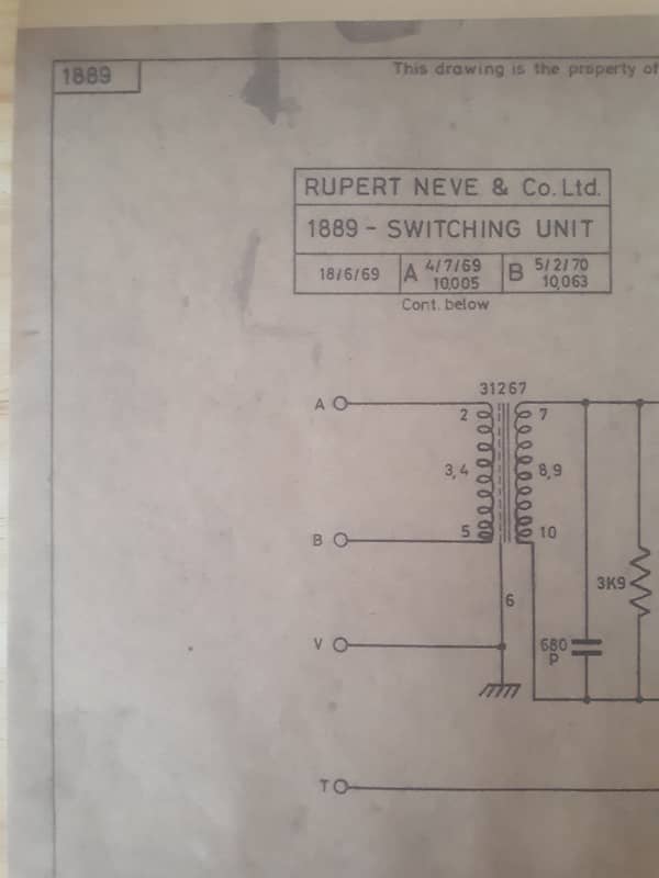 Circuit Diagrams for Neve 1883 Switching Unit 1969 | Reverb UK