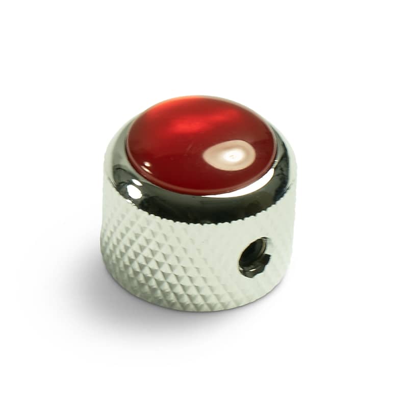 Q-Parts Knobs With Red Acrylic Pearl Inlay - Dome Chrome | Reverb