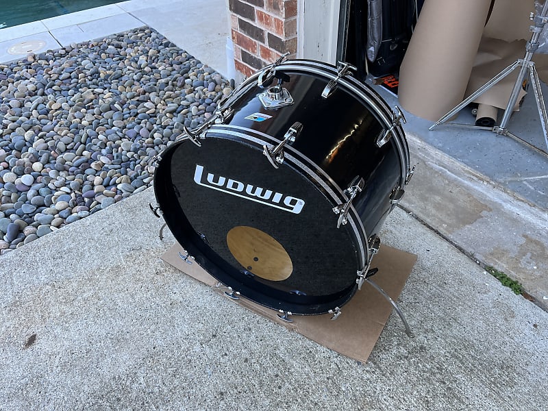 Ludwig Black Cortex 24” Bass Drum 1970’s Blue Olive | Reverb