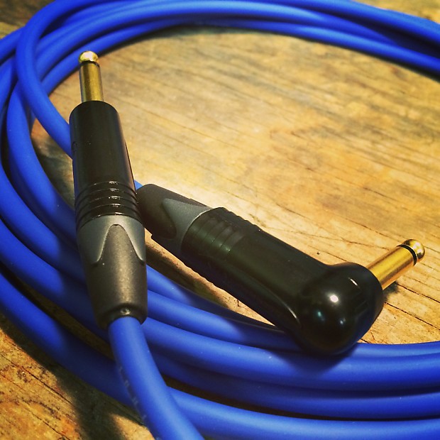 Premium Right Angle BLUE Instrument Cable - 15 Ft. | Reverb
