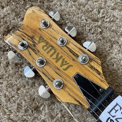 Sakura Burl Wood Top Electric Guitar HH, Mahogany Body, | Reverb