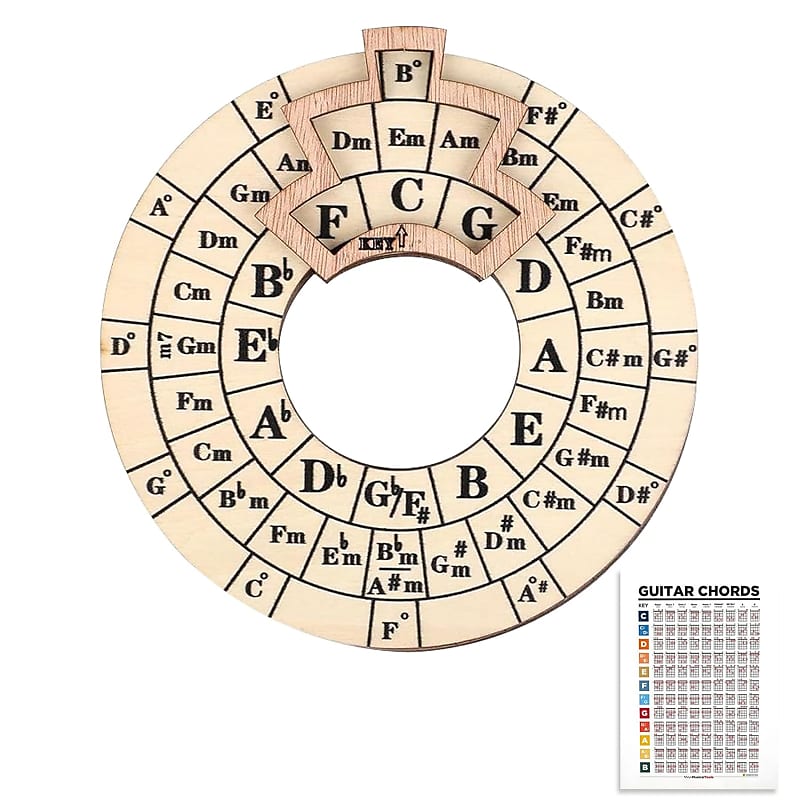 Circle of Fifths Wheel, Wooden Melody Tool with Guitar Chord | Reverb