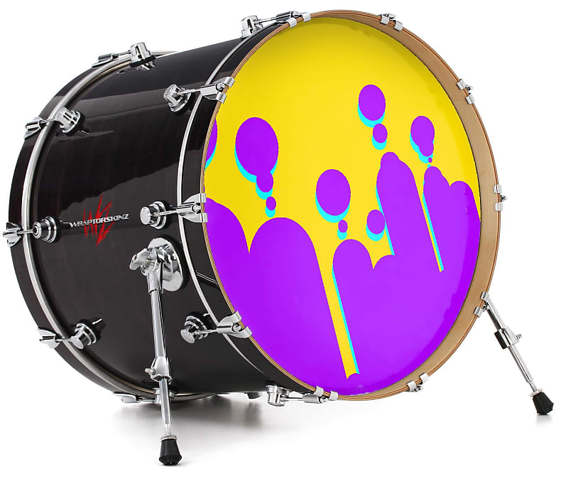 Decal Skin FITS 20" Bass Kick Drum Drip Purple Yellow Teal | Reverb