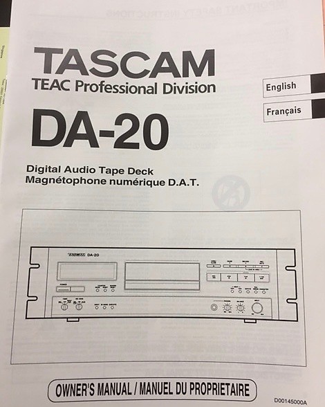 Tascam DA-20 DAT (Digital Audio Tape). Deck Never out of the | Reverb