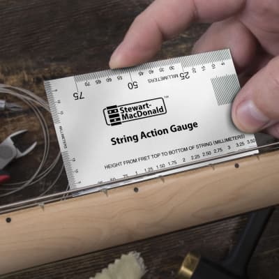 StewMac String Action Gauge And Ruler, Metric, Stainless | Reverb