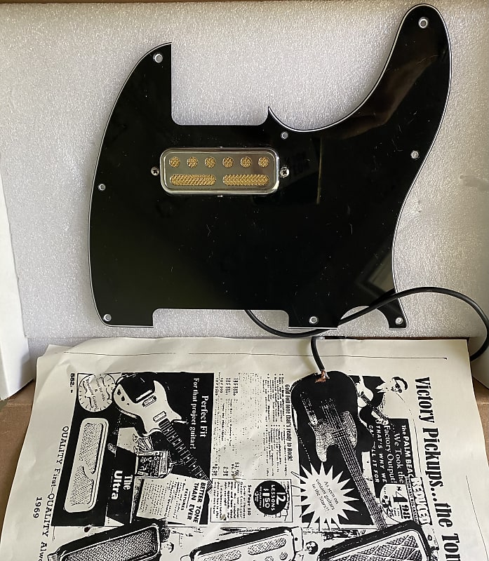 Victory Loaded Tele Pickguard with Standard Gold foil Black | Reverb